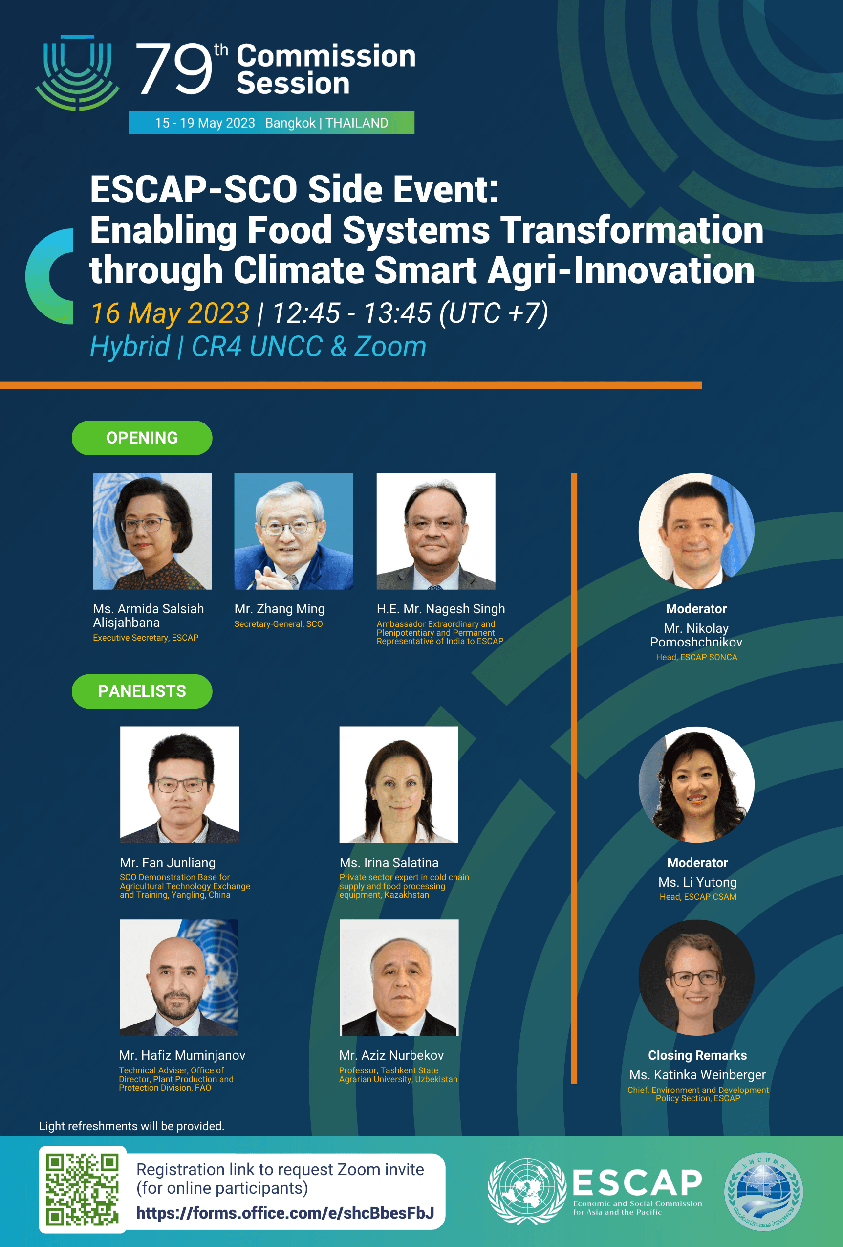 ESCAP-SCO Side Event: Enabling Food Systems Transformation through Climate Smart Agri-Innovation ...